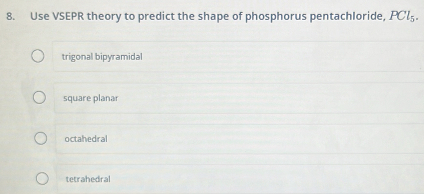 Solved: Use VSEPR theory to predict the shape of phosphorus ...