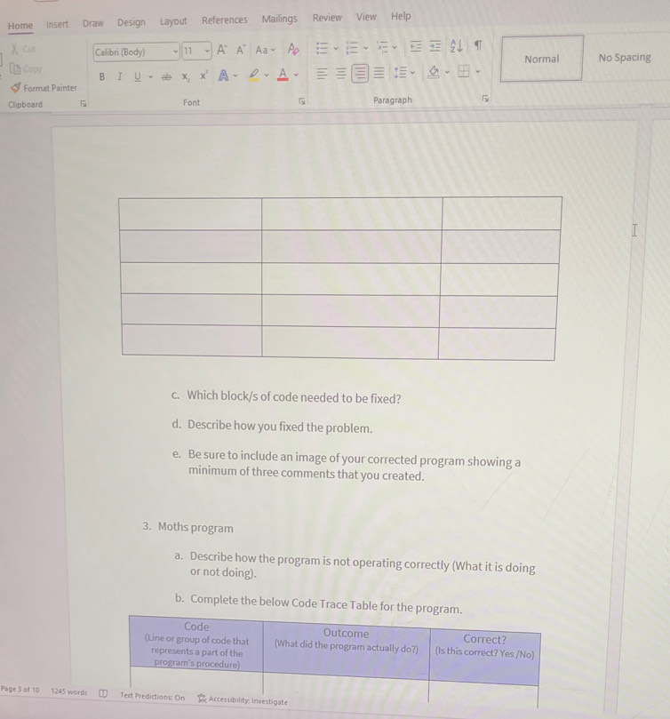 Solved: Home Insert Draw Design Layout References Mailings Review View ...