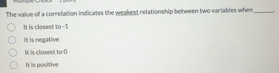 Solved: 'Multiple Choice 2 po The value of a correlation indicates the ...