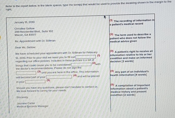Solved: Refer to the report below. In the blank spaces, type the term(s ...
