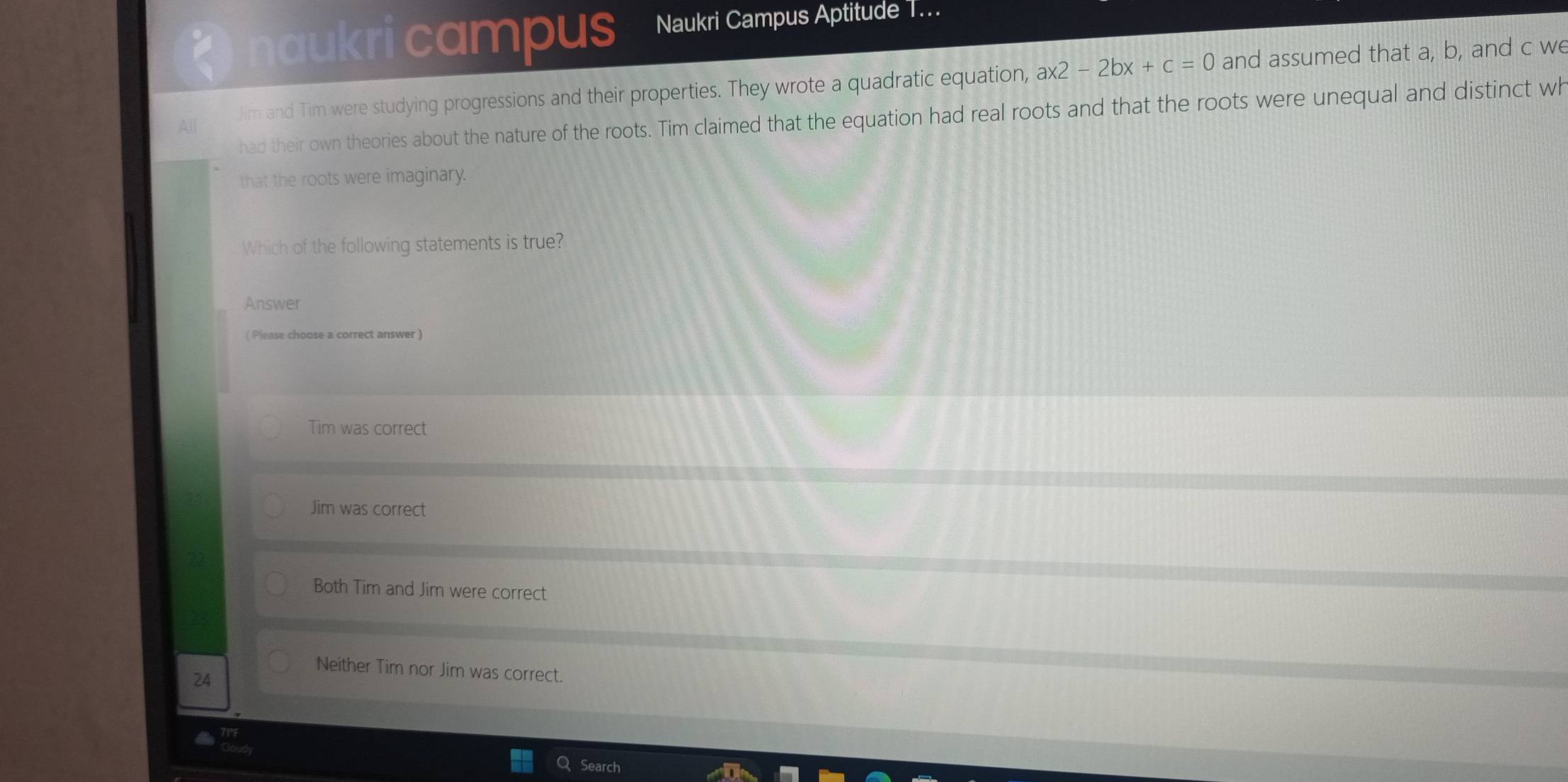 Solved: naukri campus Naukri Campus Aptitude T. a* 2 All Jim and Tim ...