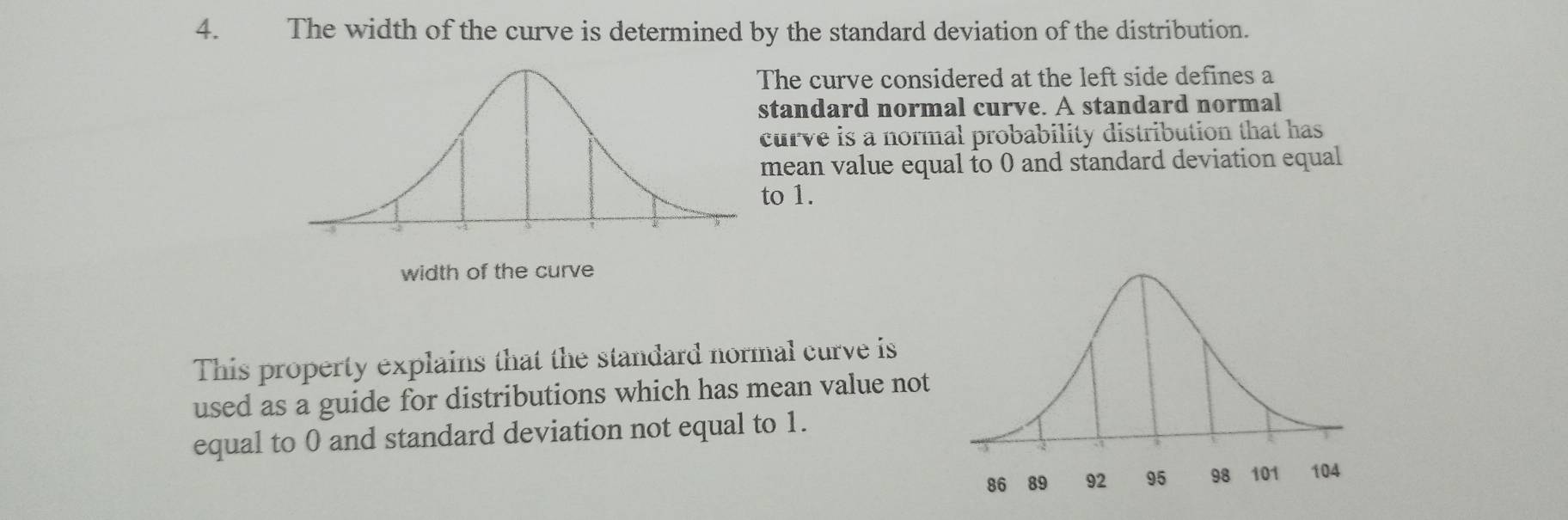 Solved: The width of the curve is determined by the standard deviation ...