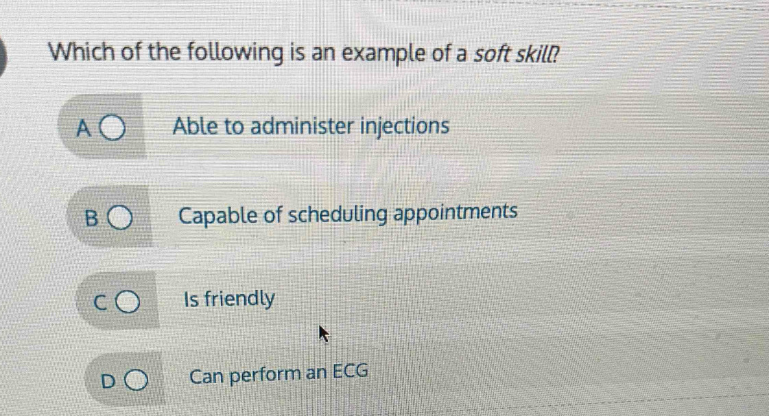 Solved: Which of the following is an example of a soft skill? Able to ...