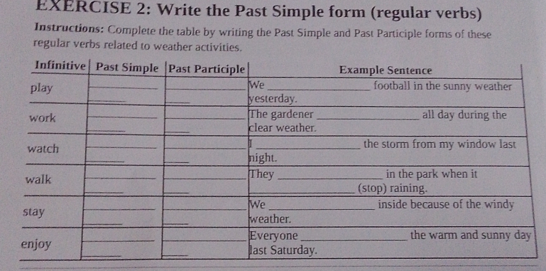 Risolto:Write the Past Simple form (regular verbs) Instructions ...