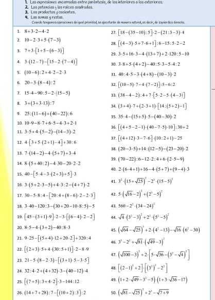 Solved: Las expresiones encerradas entre parêntesis, de los interiores ...