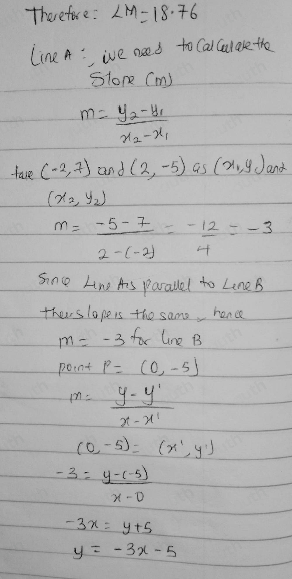 Solved: The graph below shows line A and point P. Line B is the ...