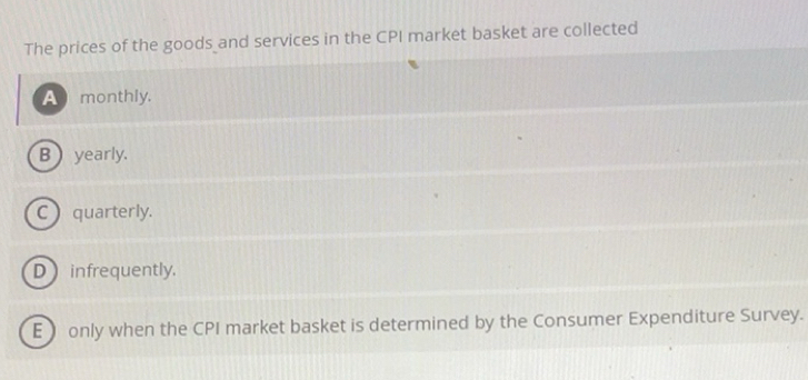Solved: The prices of the goods and services in the CPI market basket ...