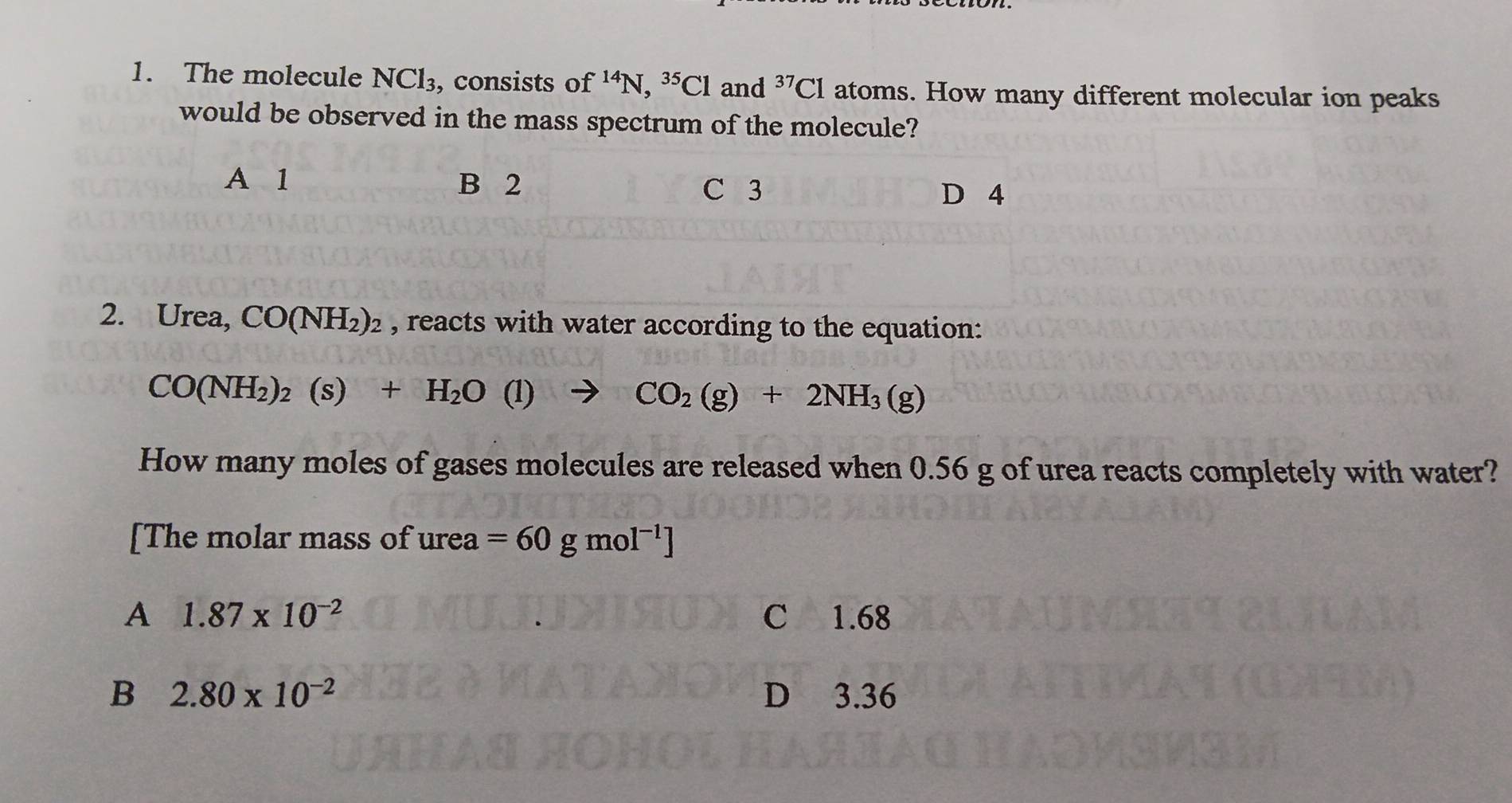 Selesai:The molecule NCl_3 , consists of^(14)N, ^35Cl and^(37)Cl atoms ...
