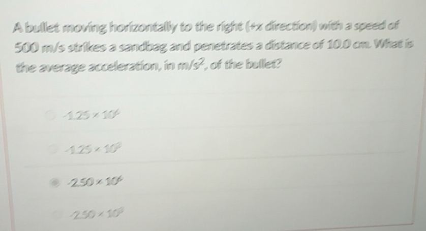 Solved: A bullet moving horizontally to the right (+x direction) with a ...