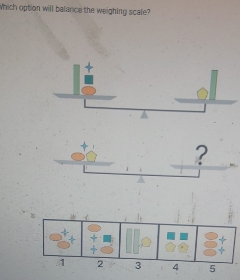 Solved: Which option will balance the weighing scale? ? [Statistics]