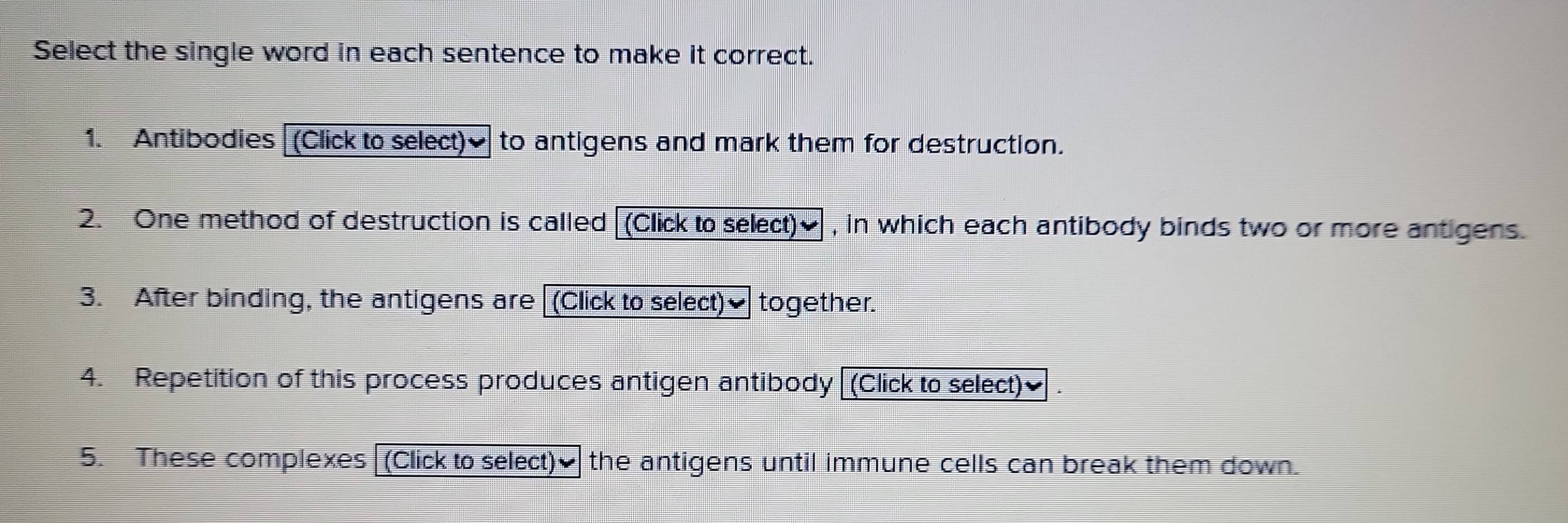 Solved: Select the single word in each sentence to make it correct. 1 ...