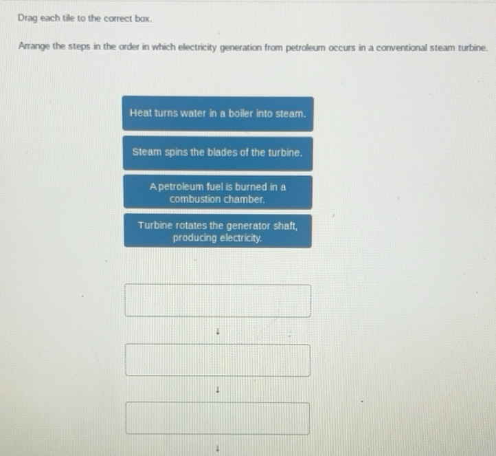Solved: Drag each tile to the correct box. Arrange the steps in the ...