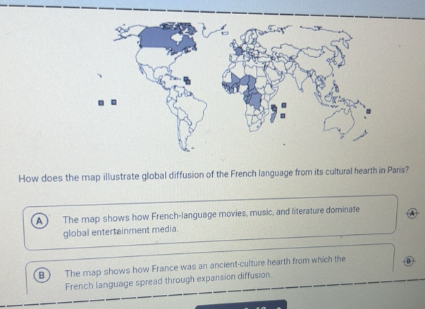 Solved: How does the map illustrate global diffusion of the French ...