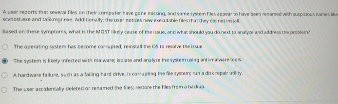Solved: A user reports that several files on their computer have gone ...