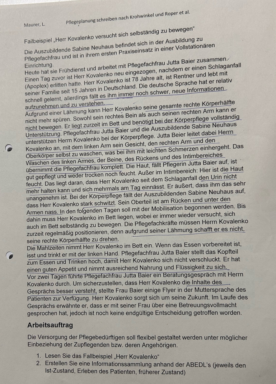 Gelöst:Maurer, L. Pflegeplanung schreiben nach Krohwinkel und Roper et ...