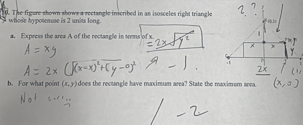 Solved: The figure shown shows a rectangle inscribed in an isosceles ...