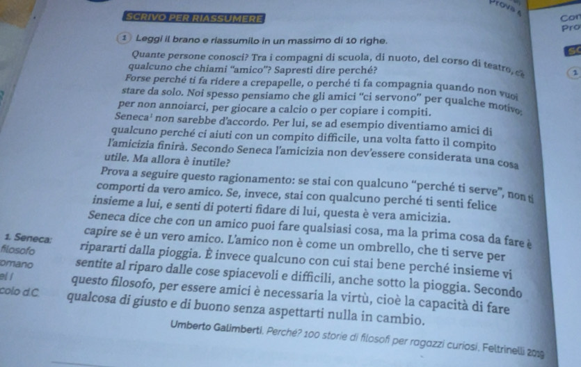 Risolto:Provila SCRIVO PER RIASSUMERE Con Pro 1 Leggi il brano e ...