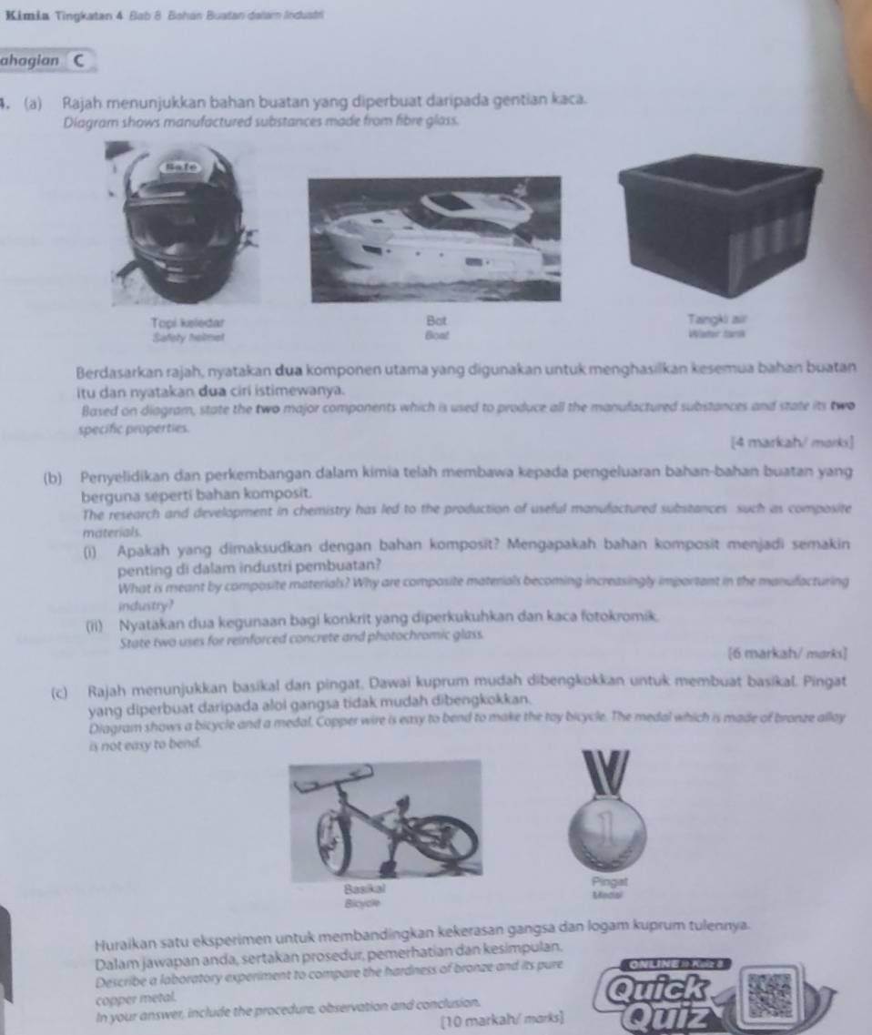 Selesai:Kimia Tingkatan 4 Bab 8 Bohan Buatan delam Industri ahagian C. (a) Rajah menunjukkan bahan