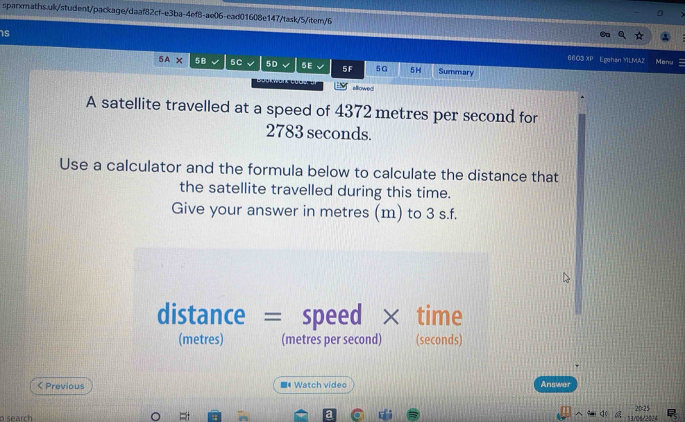 Solved: 1s 6603 XP Egehan YILMAZ Menu 5A* 5B 5C 5D 5E 5F 5G 5 H Summary allowed A satellite tra ...