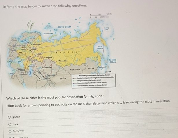 Solved: Refer to the map below to answer the following questions. Which of these cities is the ...