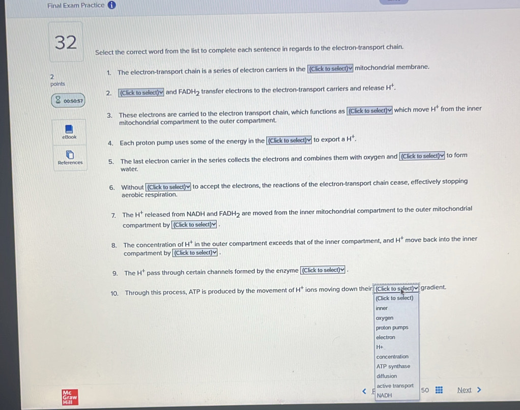 Solved: Final Exam Practice 32 Select the correct word from the list to ...