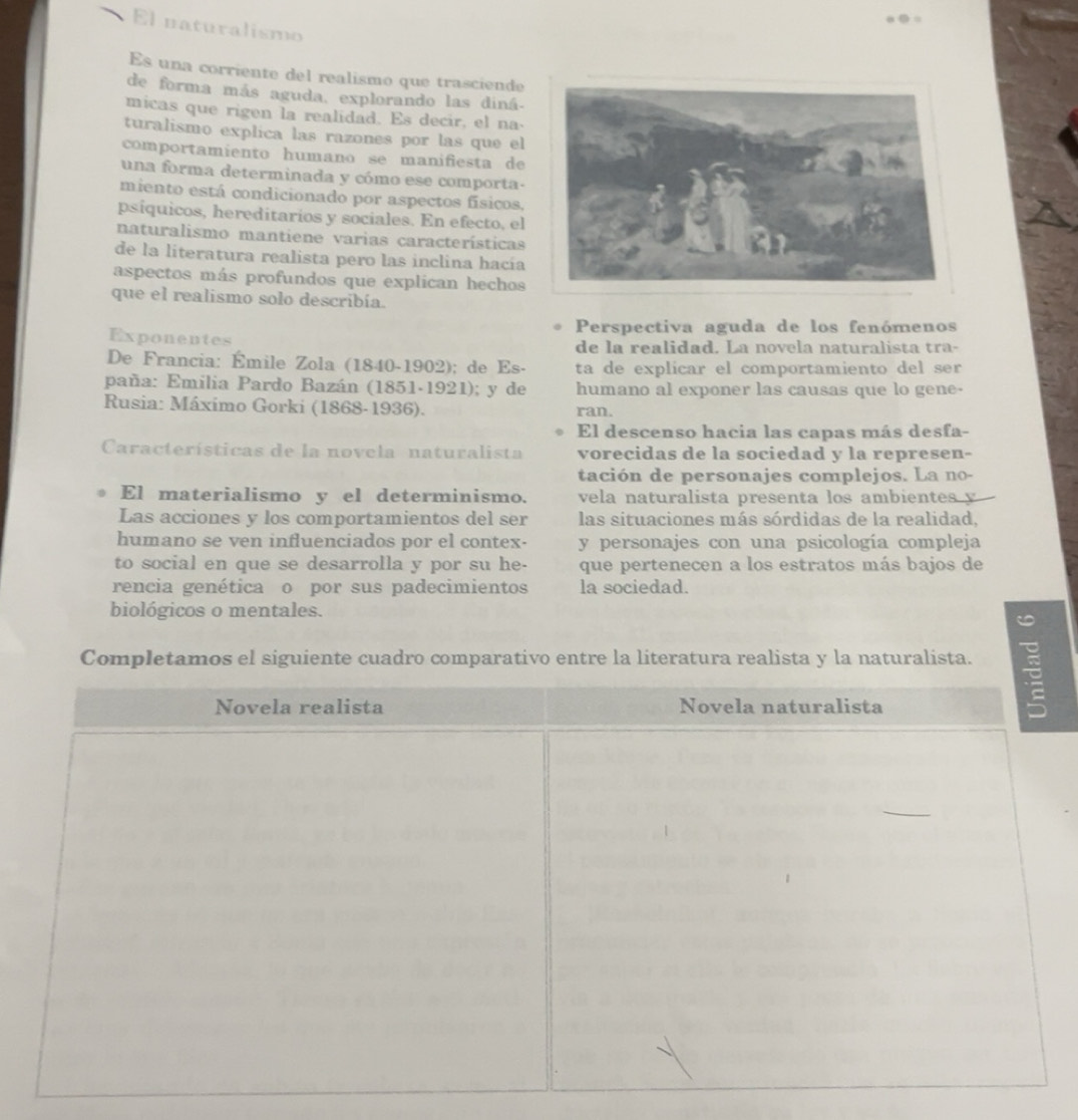 Resuelto:El naturalismo Es una corriente del realismo que trasciende de ...
