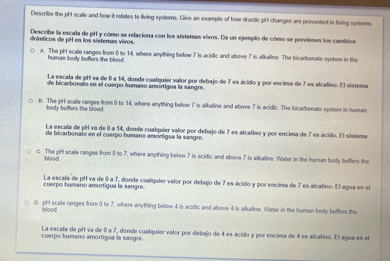 Solved: Describe the pH scale and how it relates to living systems ...