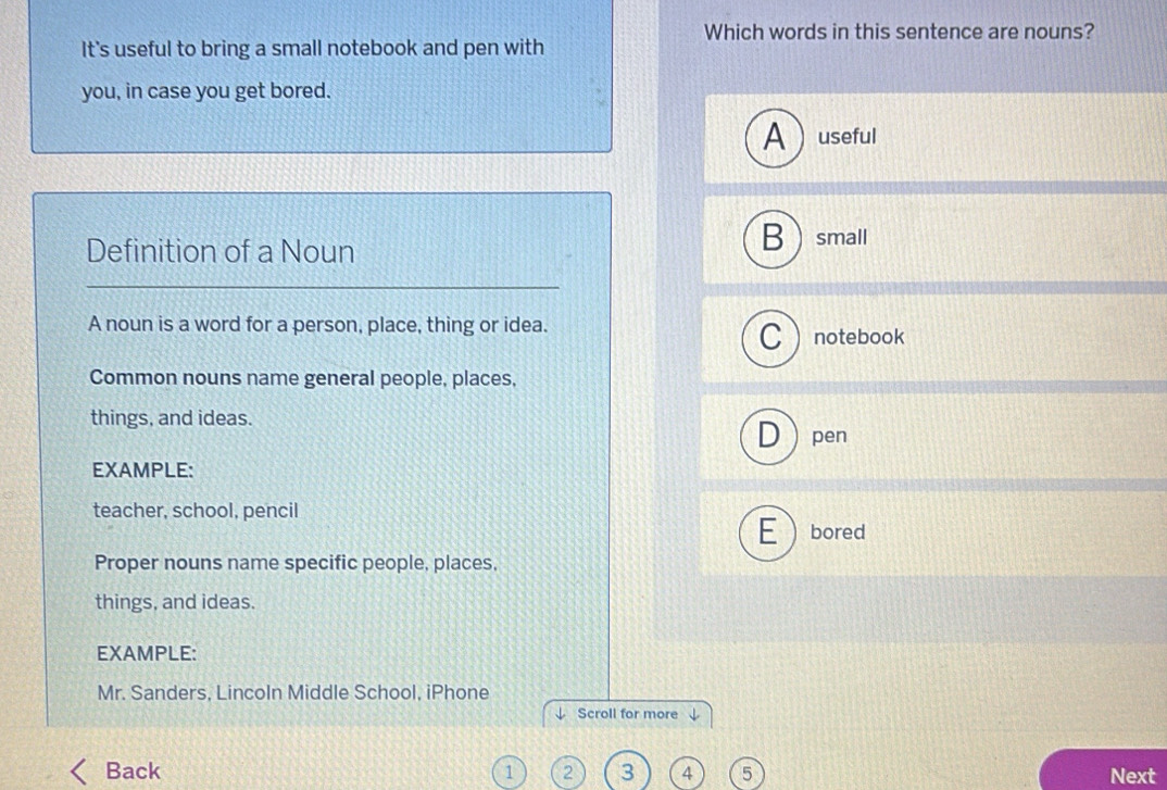 Solved: Which words in this sentence are nouns? It's useful to bring a ...