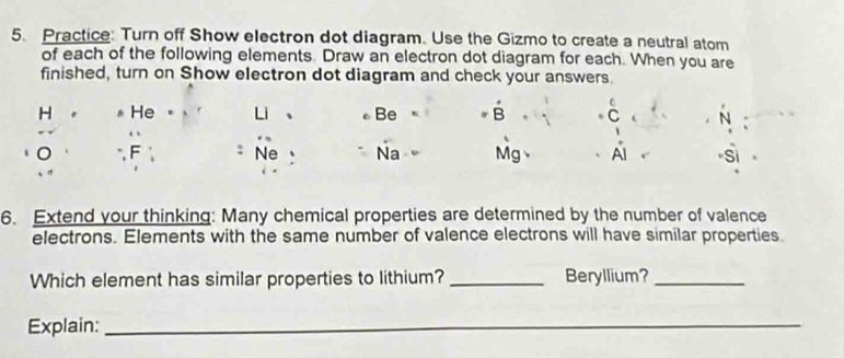 Solved: Practice: Turn off Show electron dot diagram. Use the Gizmo to ...
