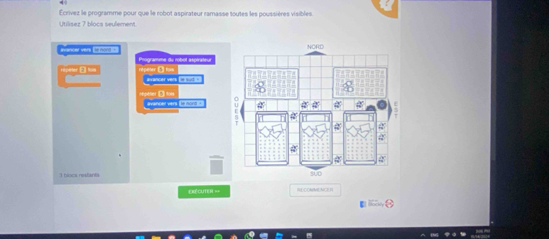 Solved: Écrivez le programme pour que le robot aspirateur ramasse ...