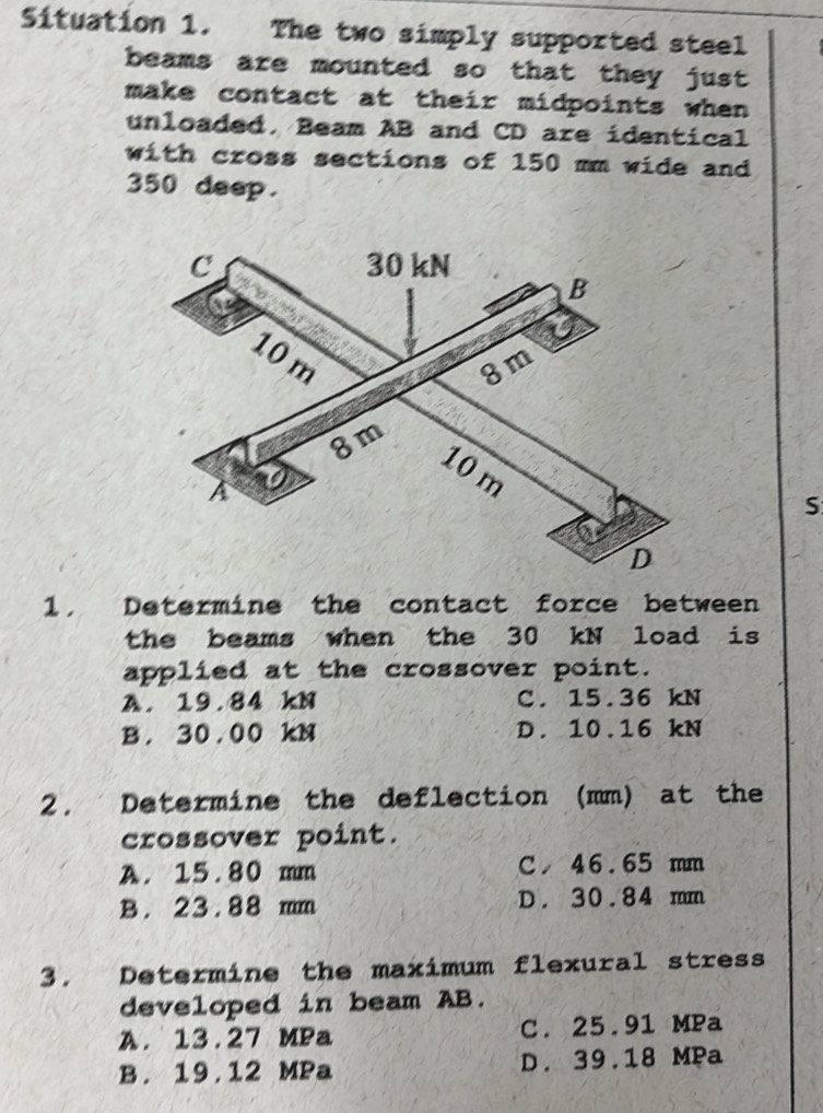 Solved: Situation 1. The two simply supported steel beams are mounted ...