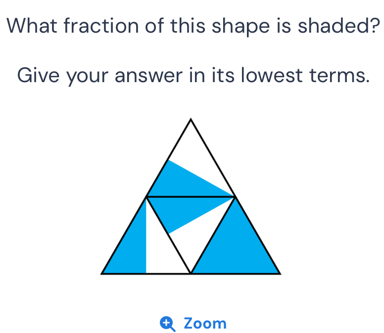 Solved: What fraction of this shape is shaded? Give your answer in its ...