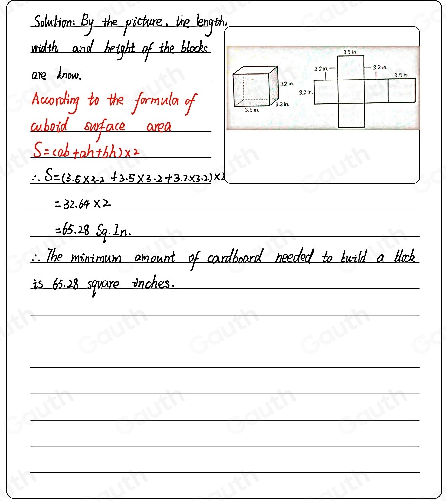 Solved: Trey is using cardboard to construct building blocks that are ...