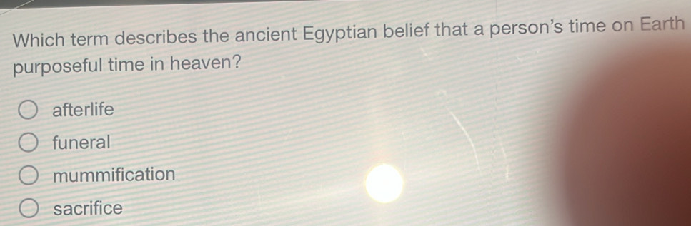 Solved: Which term describes the ancient Egyptian belief that a person ...