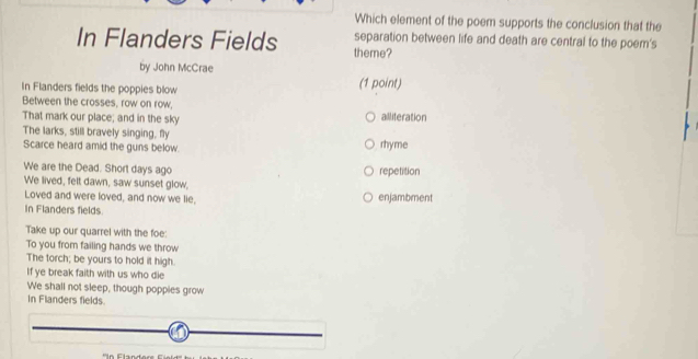 Solved: Which element of the poem supports the conclusion that the In ...