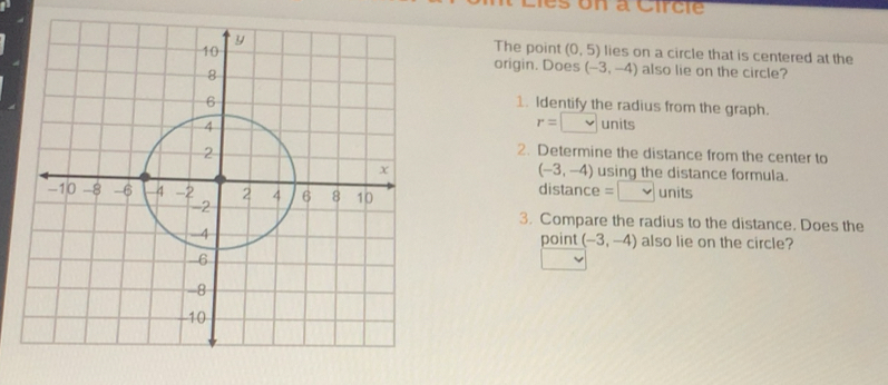Solved: un a Circie The point (0,5) lies on a circle that is centered ...