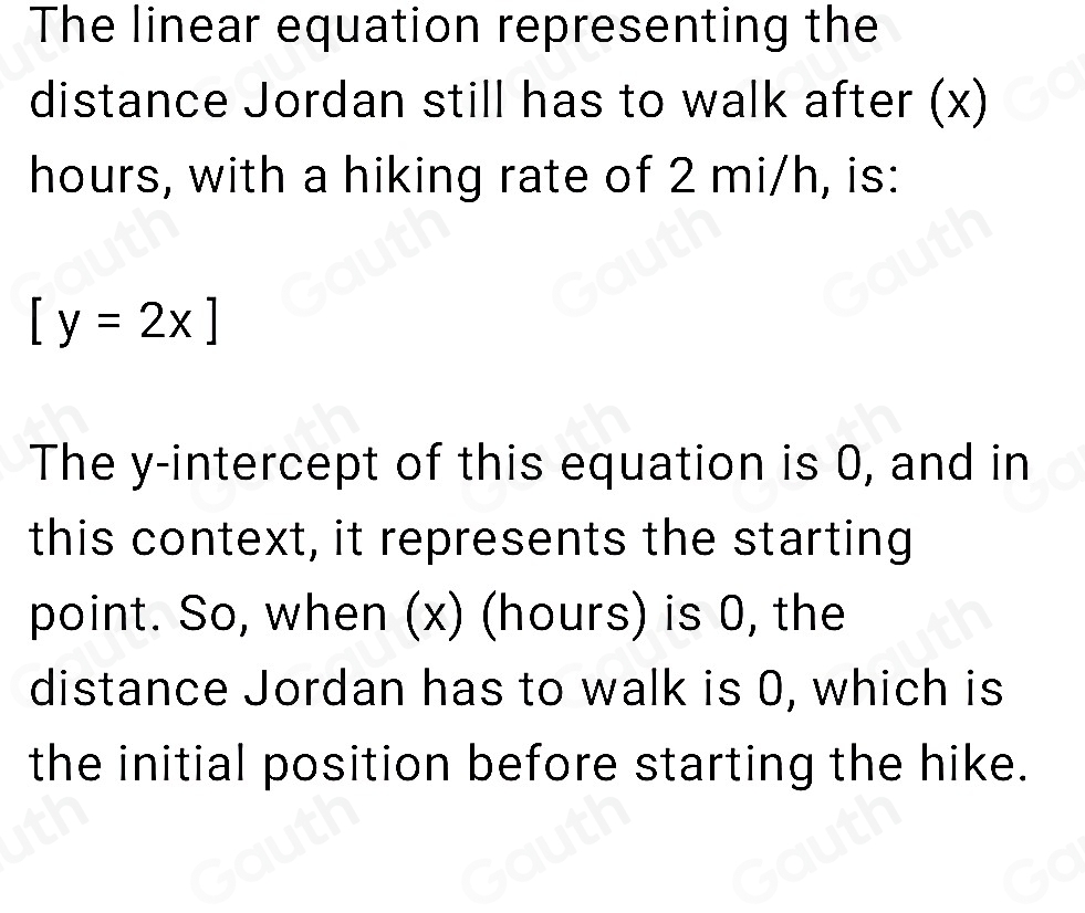 Solved: Jordan will hike the trail shown at a rate of 2 mi/h. Write a ...