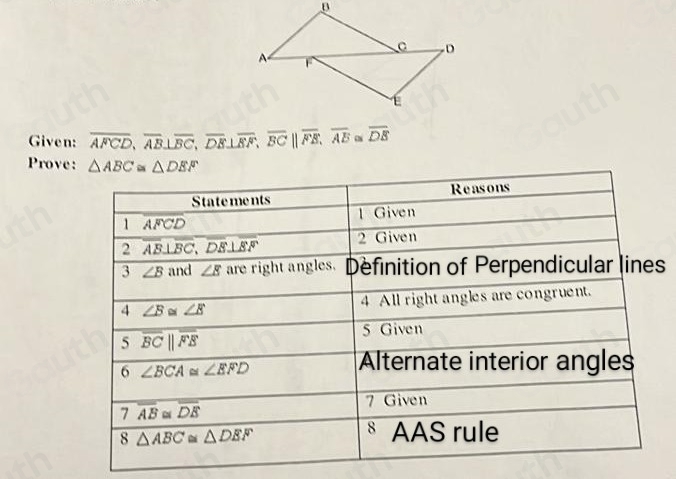 Solved: Complete the partial proof below for the accompanying diagram ...