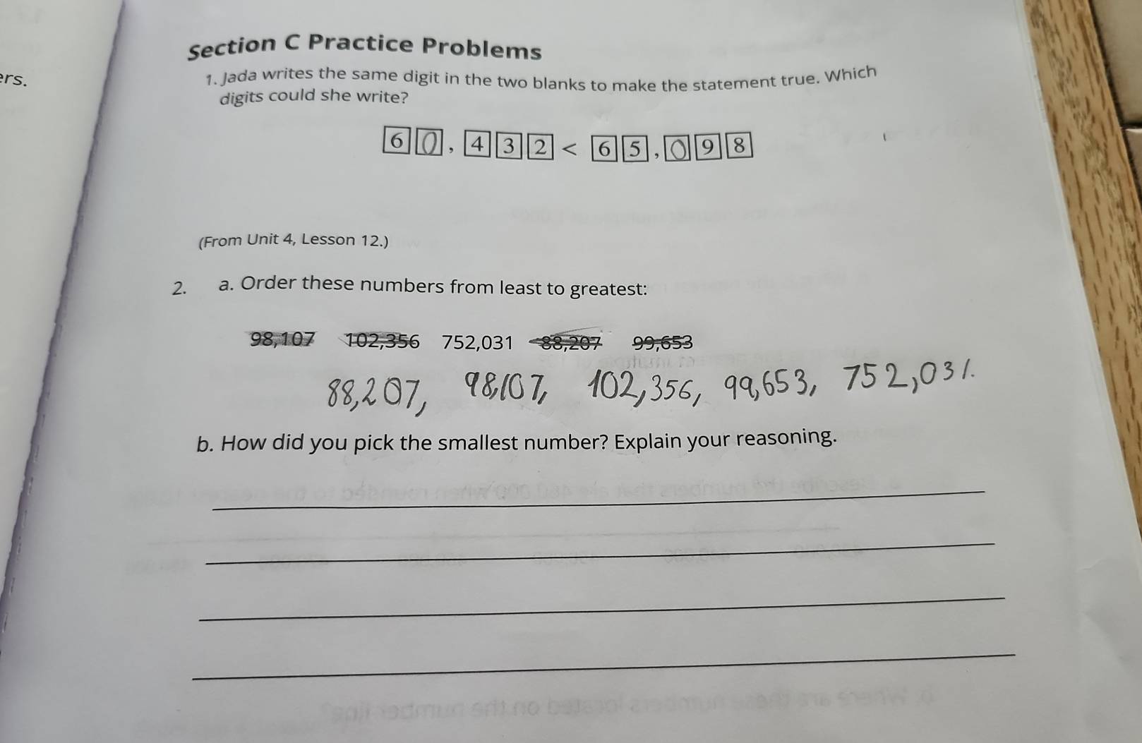 Solved: Practice Problems rs. 1. Jada writes the same digit in the two ...