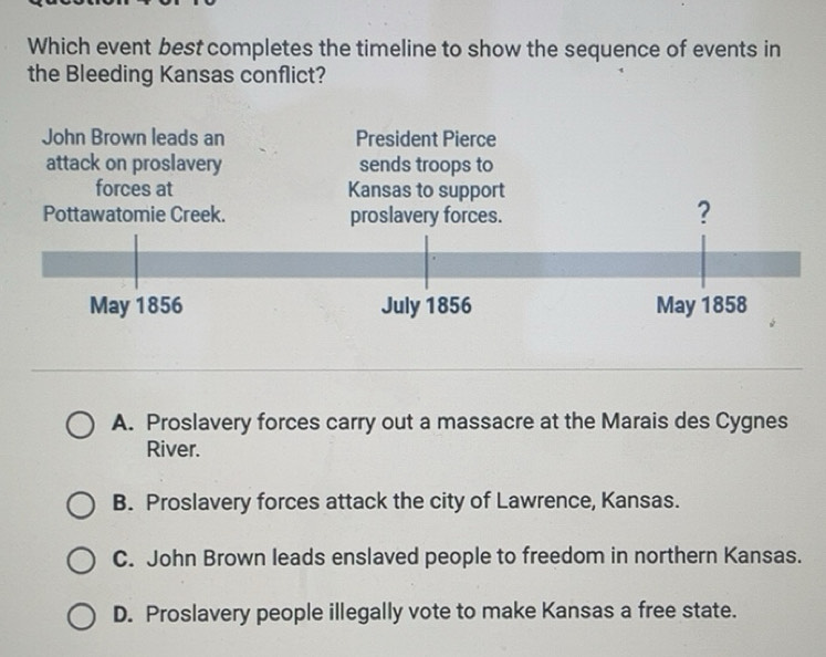Gelöst:Which event best completes the timeline to show the sequence of ...