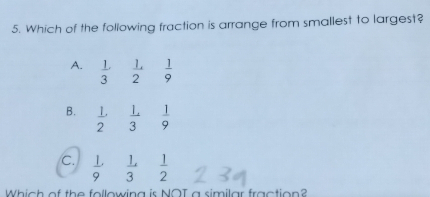 Solved: Which of the following fraction is arrange from smallest to ...