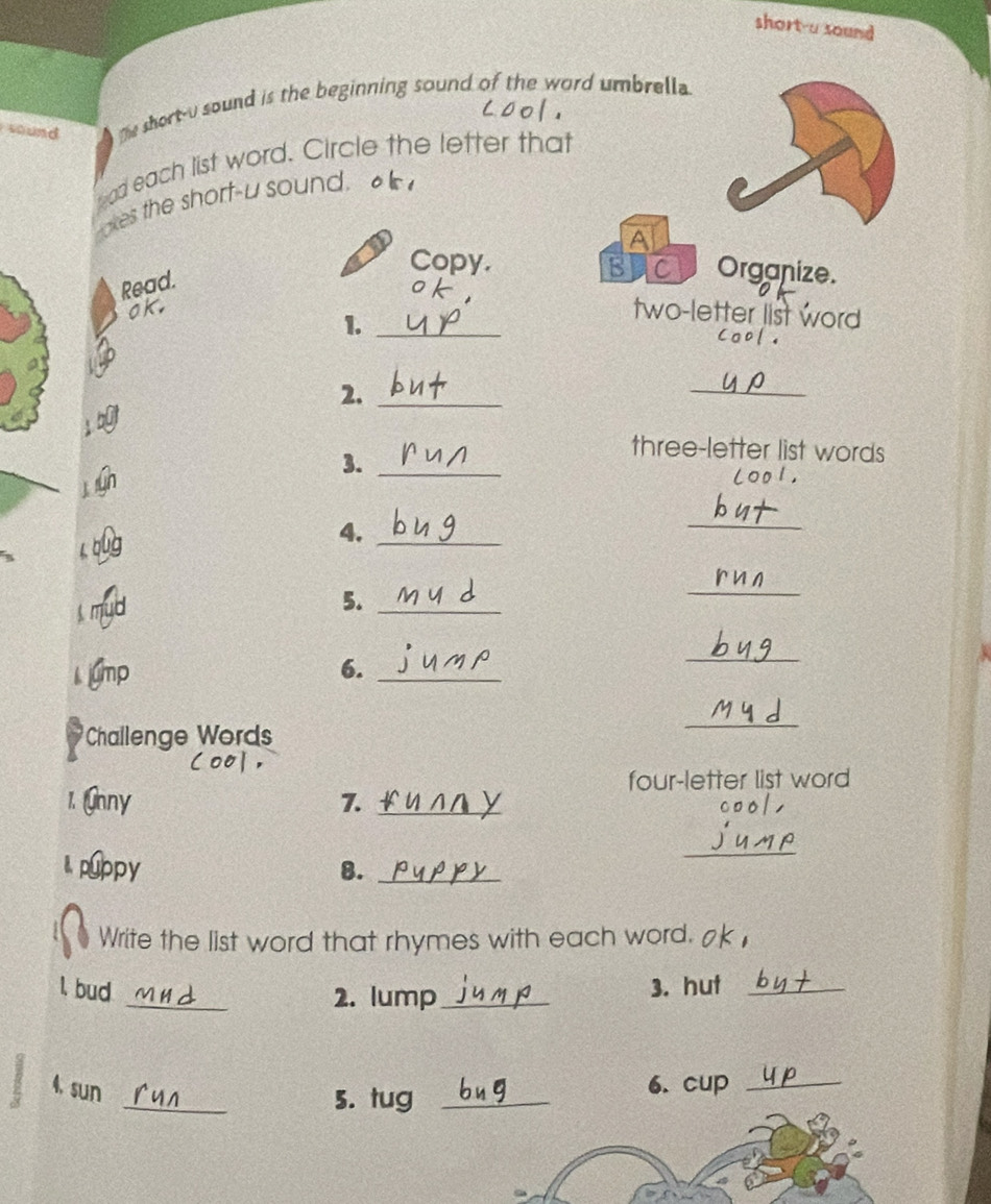 Solved: short-u sound sound De short-v sound is the beginning sound of ...