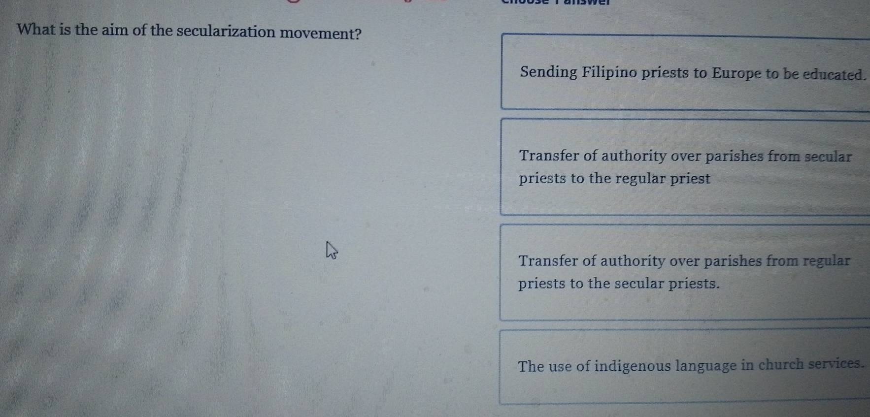 Solved: What is the aim of the secularization movement? Sending ...