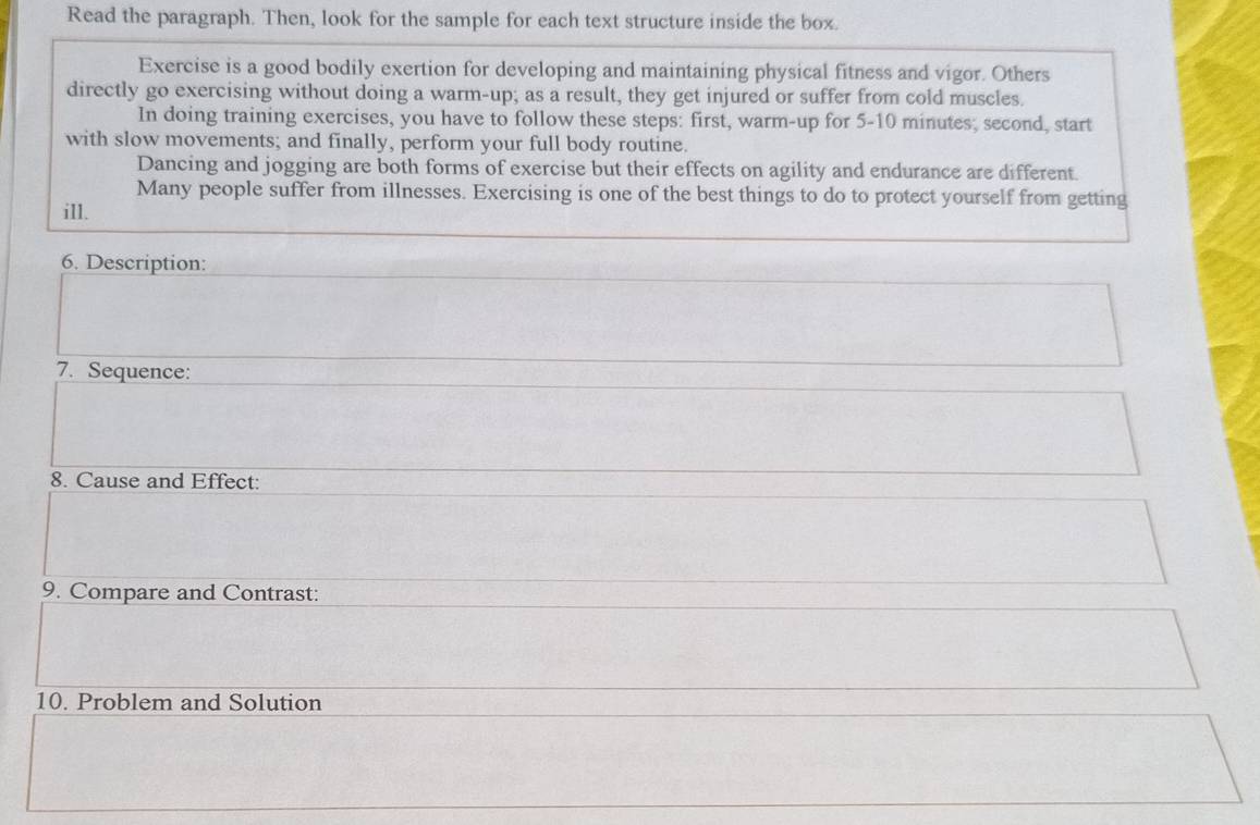 Solved: Read the paragraph. Then, look for the sample for each text ...