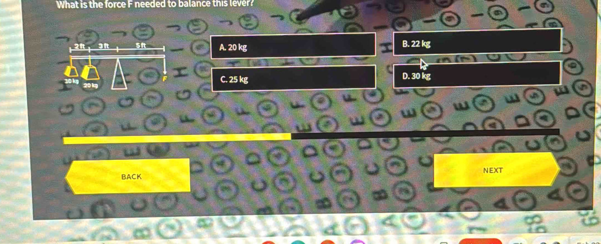 Solved: What is the force F needed to balance this lever? 21 3f A. 20 ...