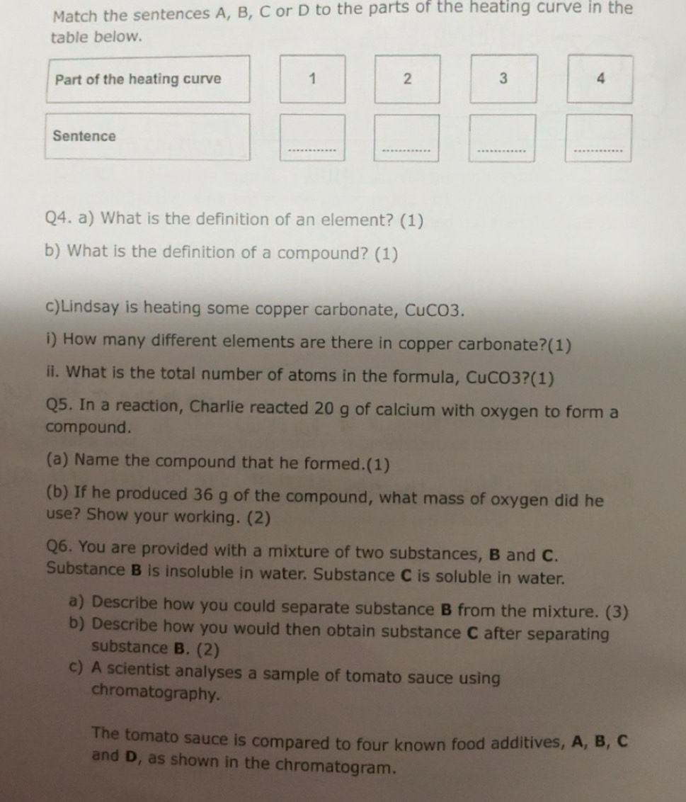 Solved: Match the sentences A, B, C or D to the parts of the heating ...