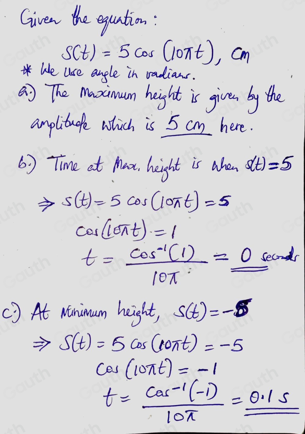 Solved: The height attained by a weight attached to a spring set in ...