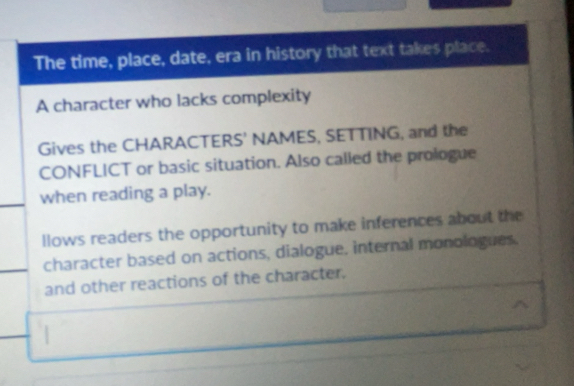 Solved: The time, place, date, era in history that text takes place. A ...