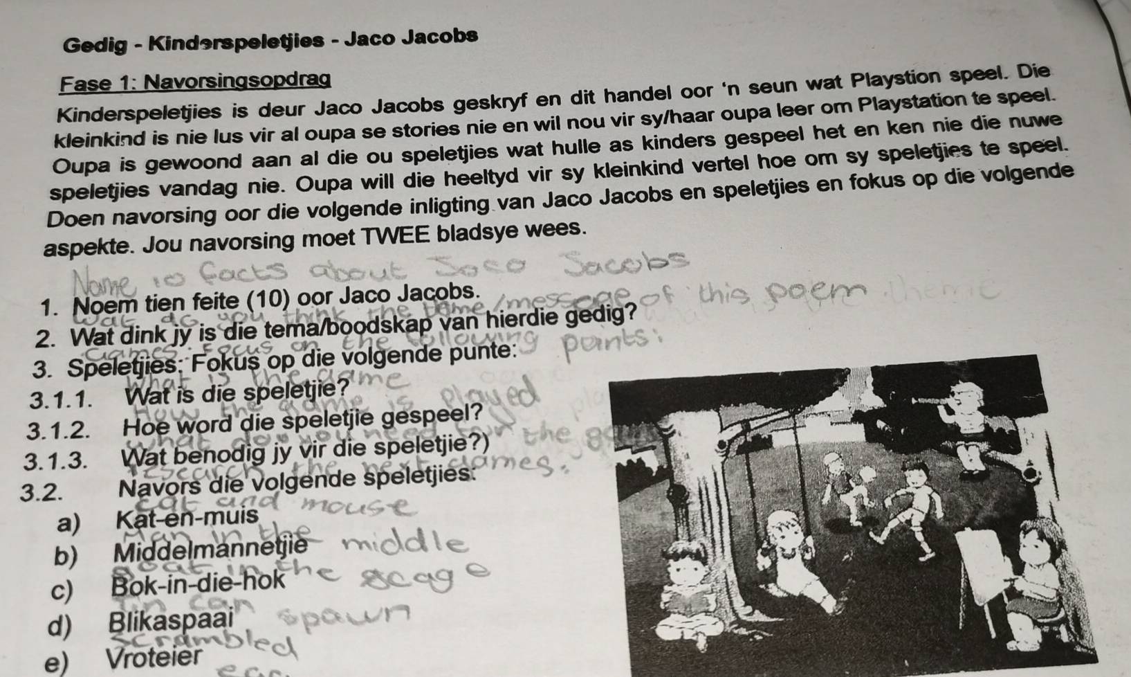 Solved: Gedig - Kinderspeletjies - Jaco Jacobs Fase 1: Navorsingsopdra ...