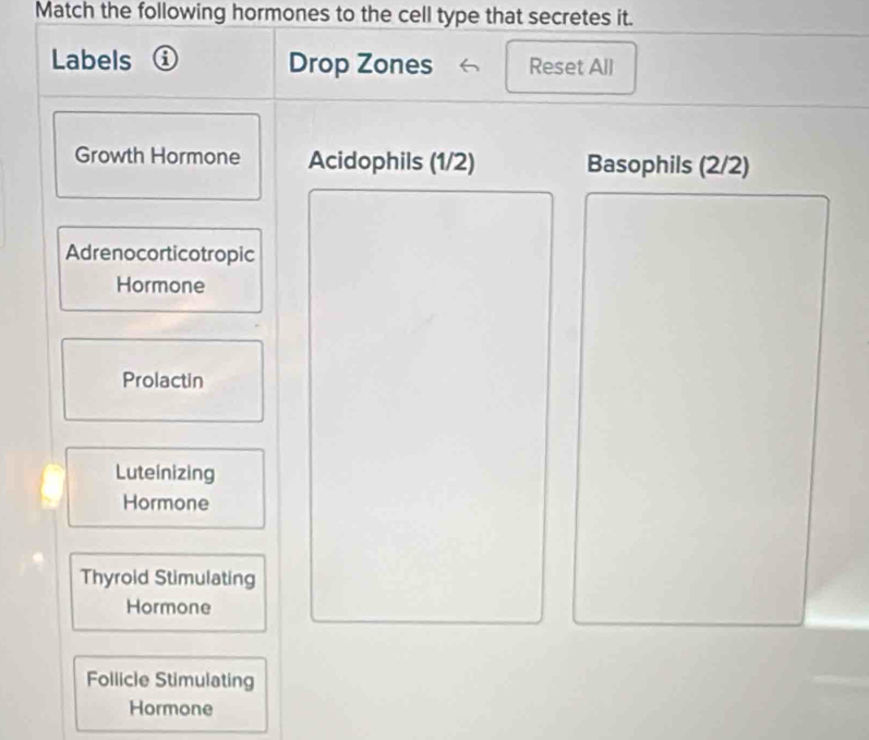 Solved: Match the following hormones to the cell type that secretes it ...